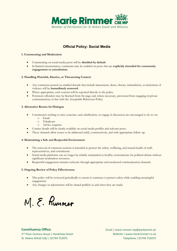 Social Media Policy - Marie Rimmer